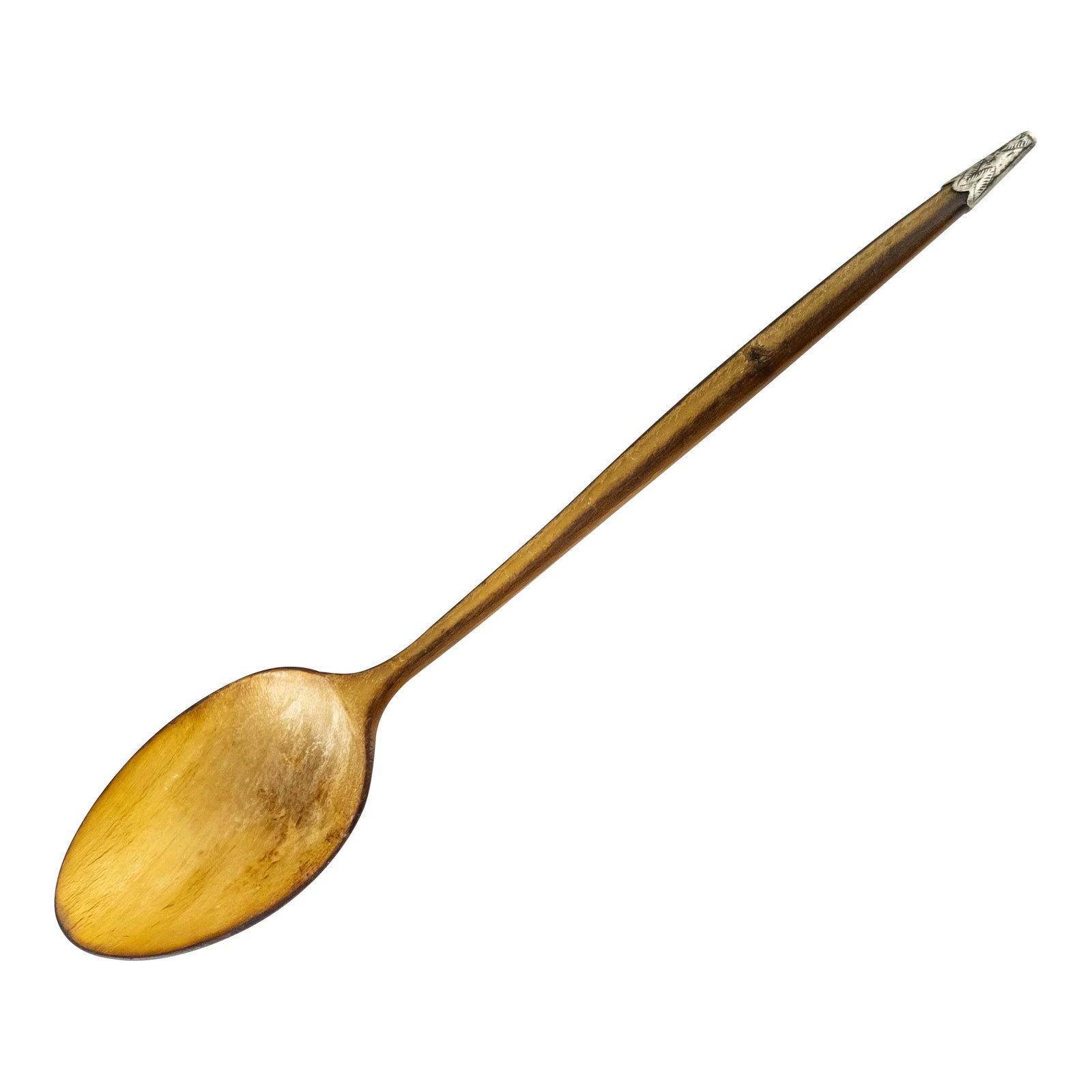 19th Century Unusual Primitive Carved Water Buffalo Horn Spoon | Chairish