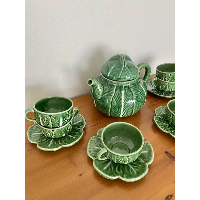 Bordallo Pinheiro Green Cabbage Tea Set- 11 Pieces | Chairish