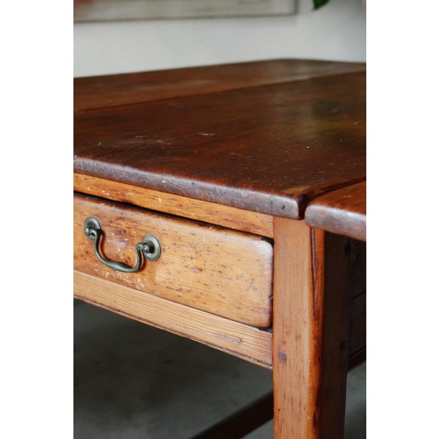 Mid 20th Century Antique Rustic Pine Drop Leaf Cottage Dining Table ...