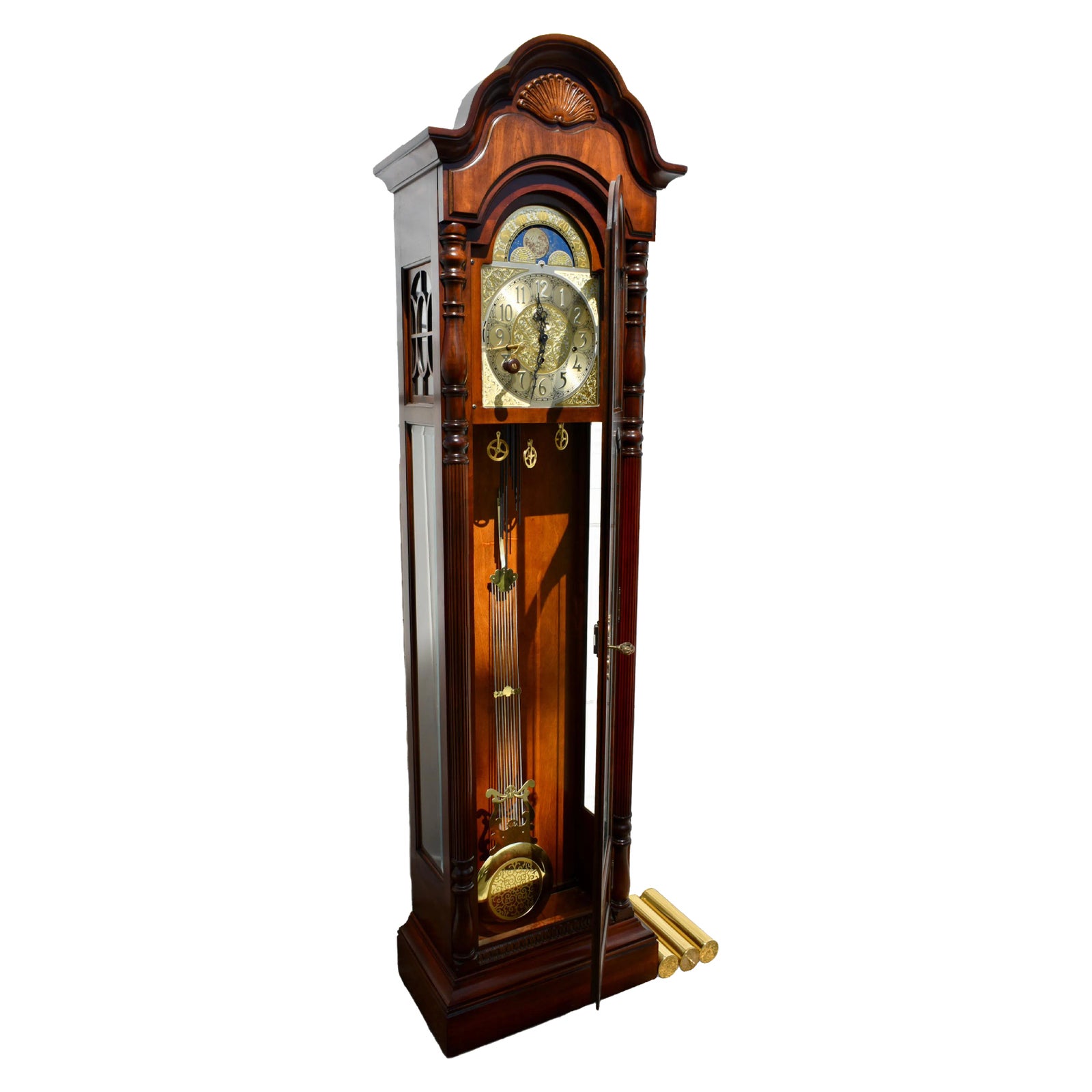 Vintage Sligh Cherry Traditional Style Grandfathers Clock | Chairish