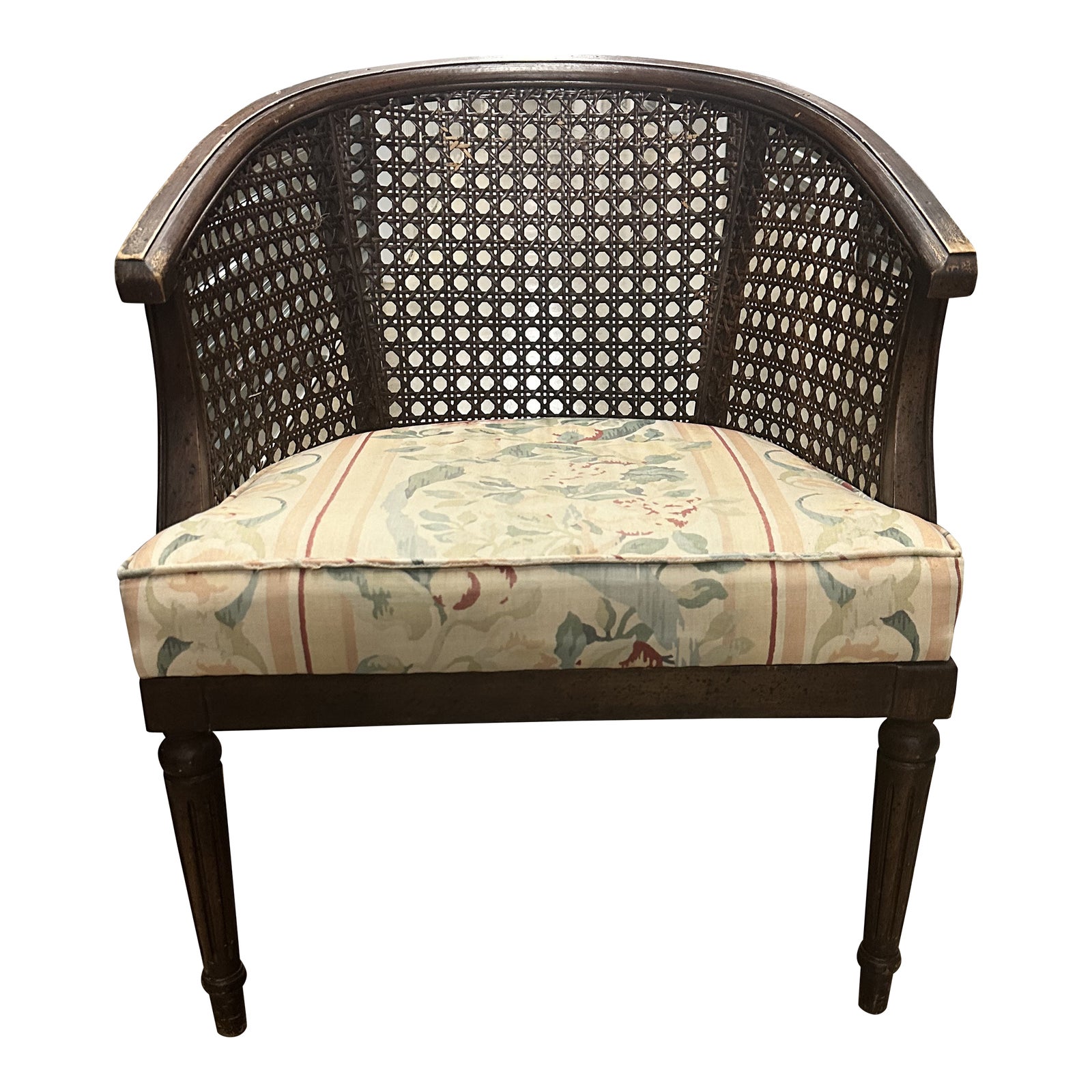 1940s Single Mid-Century Canned Barrel Back Chair | Chairish