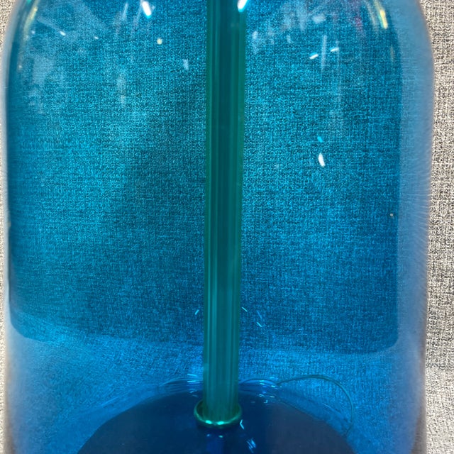 Mid 20th Century Blenko Style Blue Blown Glass Lamp With Teardrop Glass ...