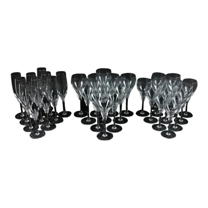 1950s Oneida Saturn Crystal Stem Glassware Set- 33 Pieces | Chairish