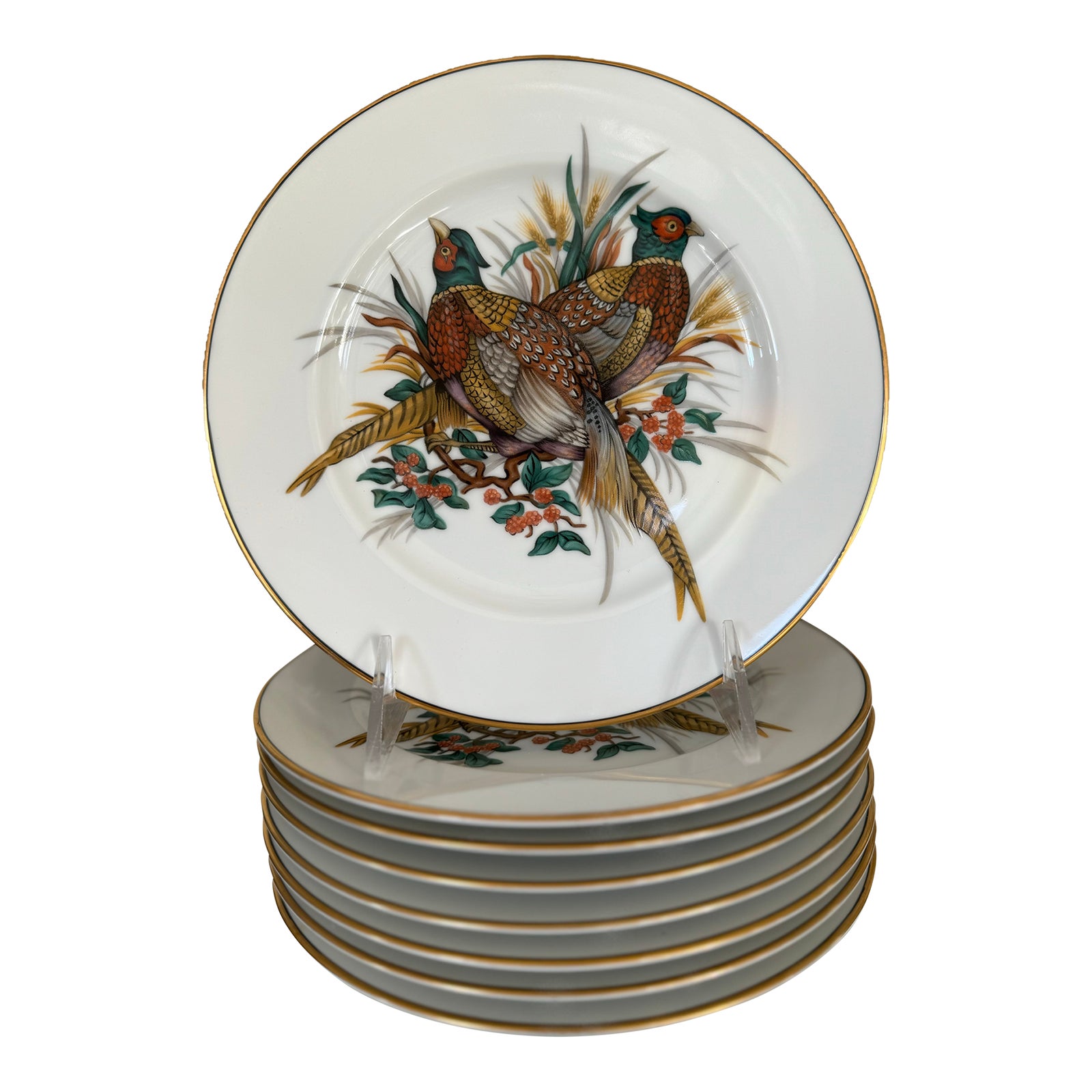 Vintage Fitz and Floyd Pheasant Accent Plates - Set of 8 | Chairish
