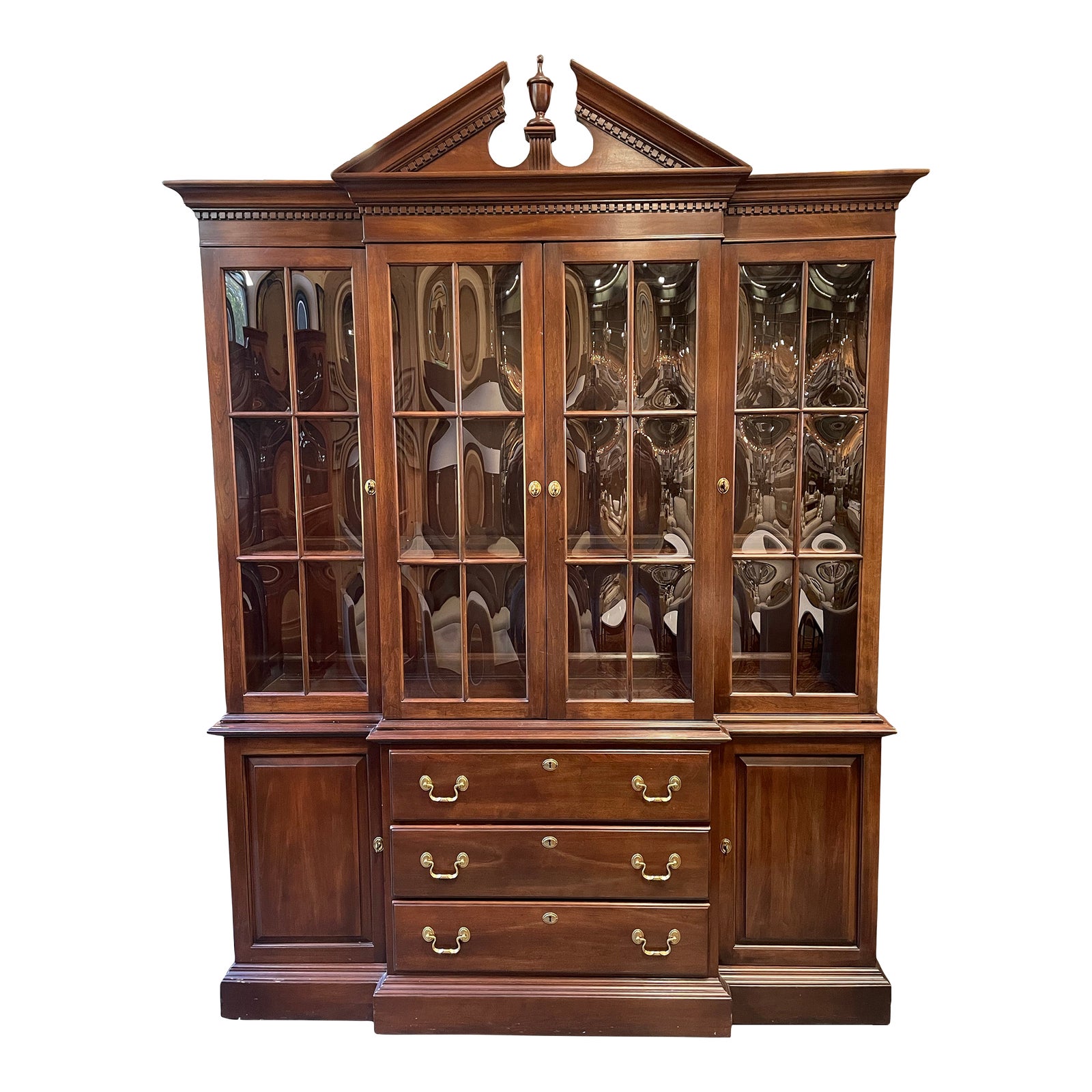 Late 20th Century Ethan Allen Federal Style Mahogany Breakfront China ...