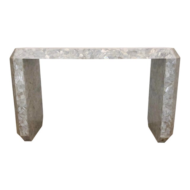 Theodore Alexander Modern Faux Mother of Pearl Diamante Console Table | Chairish
