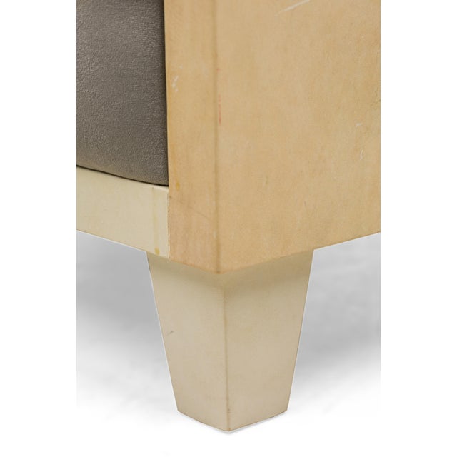 Mid-Century American Parchment Covered Upholstered Benches (Manner of ...