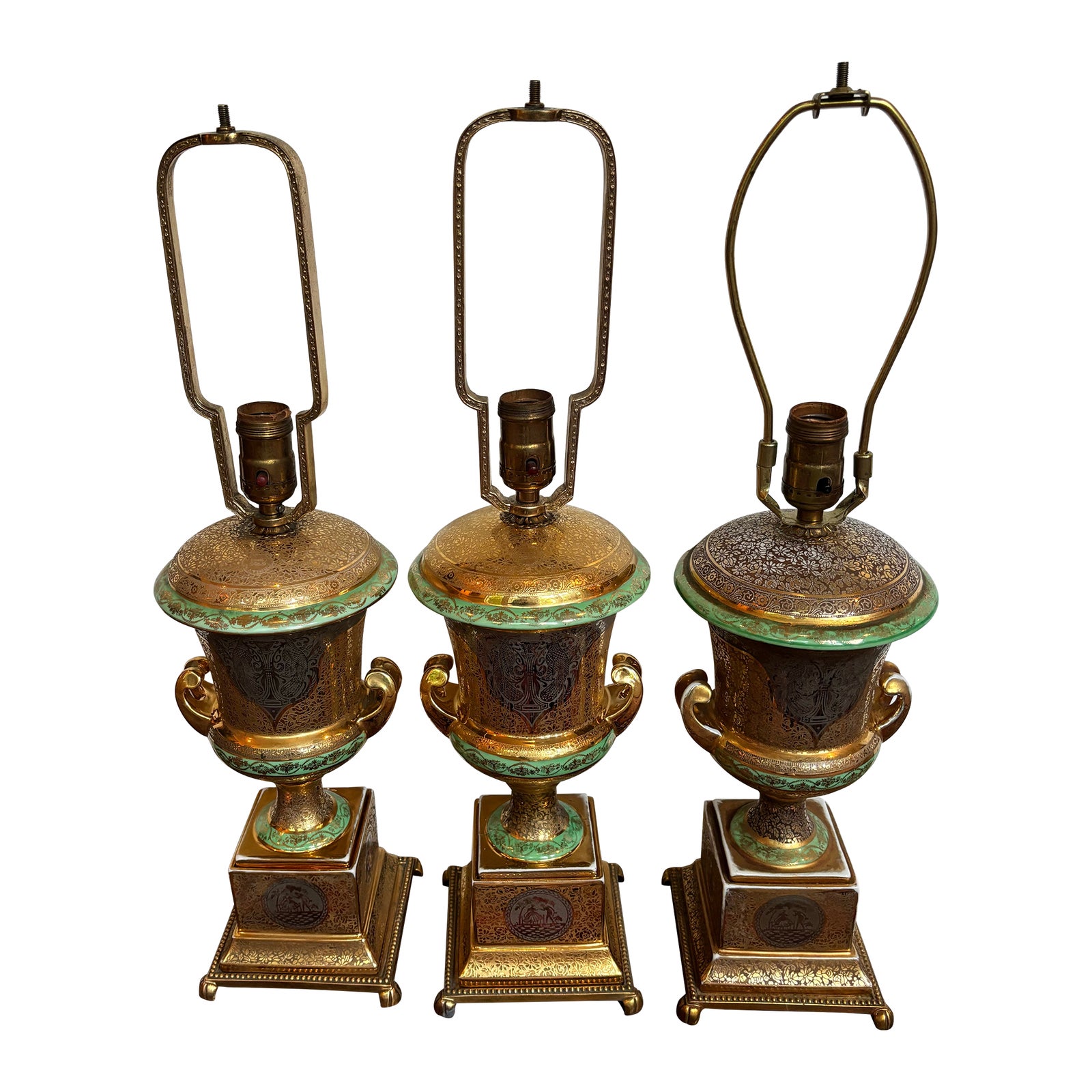 Set of 3 Vintage Czechoslovakia Victoria Lamps | Chairish