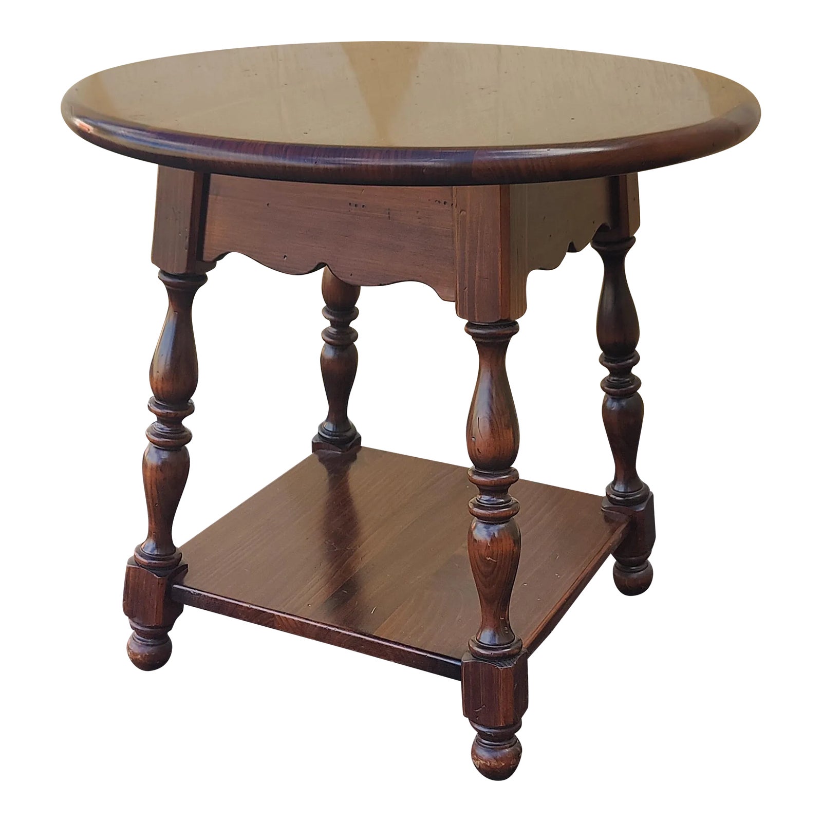 Vintage Ethan Allen Pine Round Side Table | Chairish