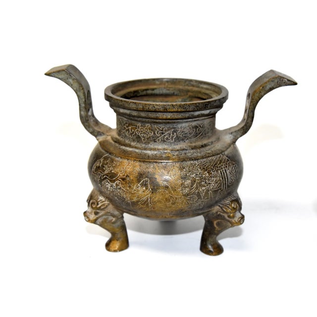 Ming Style Bronze Incense Burner, Chinese Temple Censer Model | Chairish