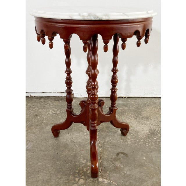Antique Beveled Marble Top Mahogany Entry or Side Table | Chairish