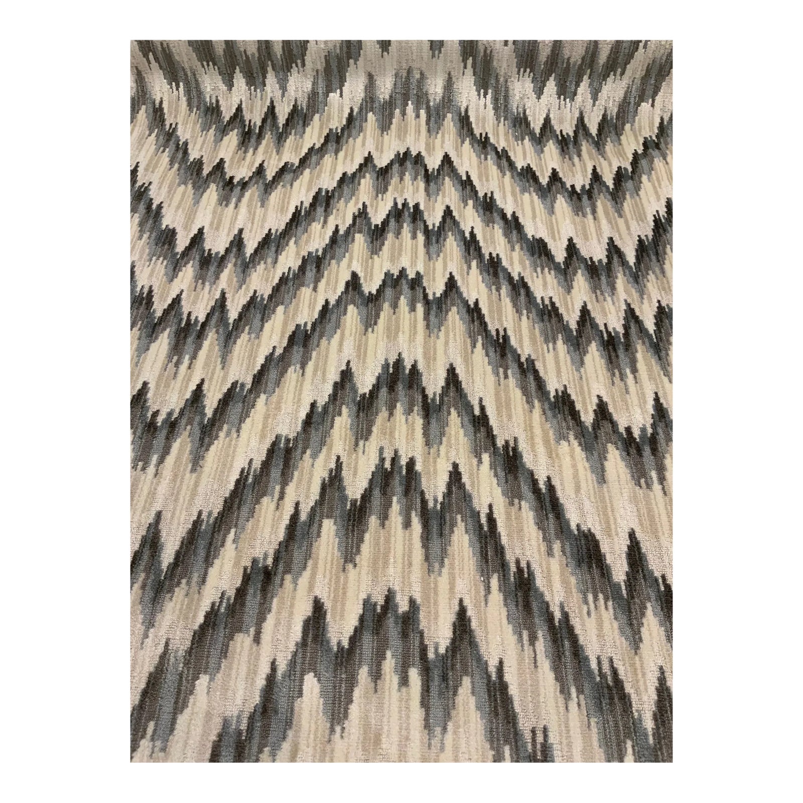 Duralee: Modern Gray and Beige Cut Velvet Flame Stitch Designer Fabric ...