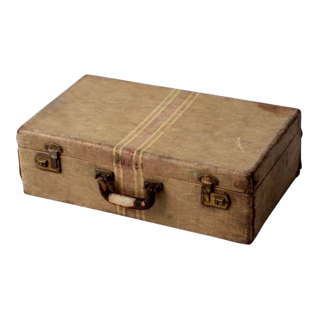 Vintage Striped Suitcase | Chairish