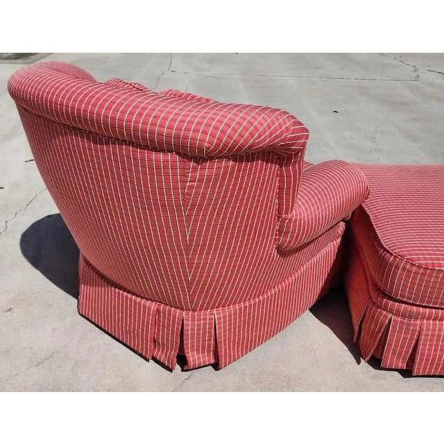 English Cottage Lounge Chair & Ottoman Swivel Rocker by Woodmark | Chairish