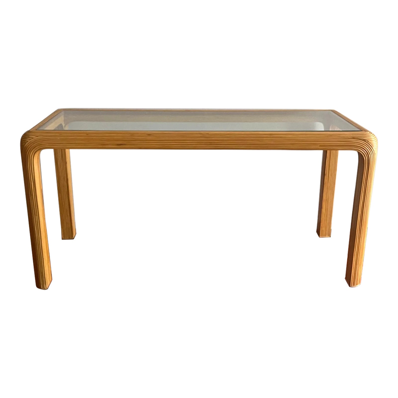 Vintage Pencil Reed Console Table Waterfall | Chairish