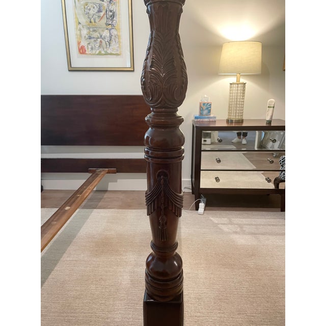 1980s Henredon Georgian Carved Mahogany Queen Size Four Poster Bed ...