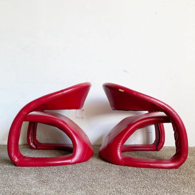 Postmodern Sculptural Red Tongue Arm Chairs - a Pair | Chairish