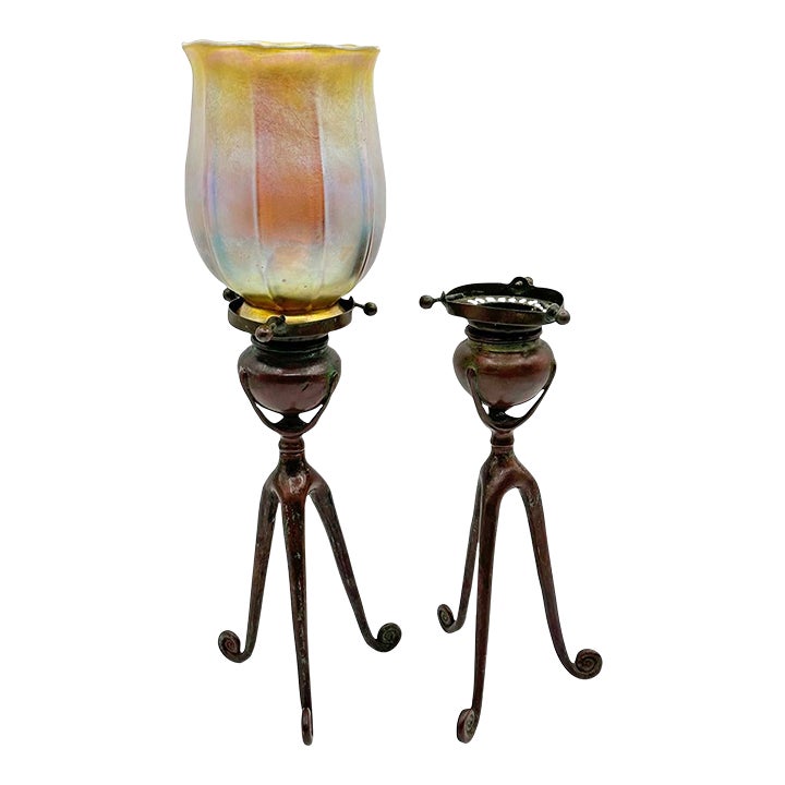 Pair of Tiffany Studios Candlesticks - Circa 1900 - Favrile Glass ...
