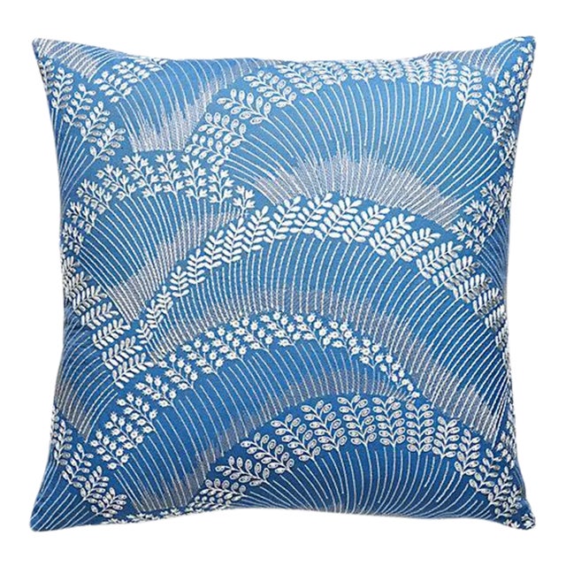 The House of Scalamandré Lovegrass Embroidery Pillow, Marlin | Chairish