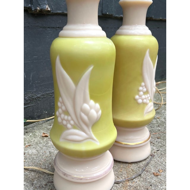 Aladdin 1920s-30s Chartreuse Alacite Lamps | Chairish