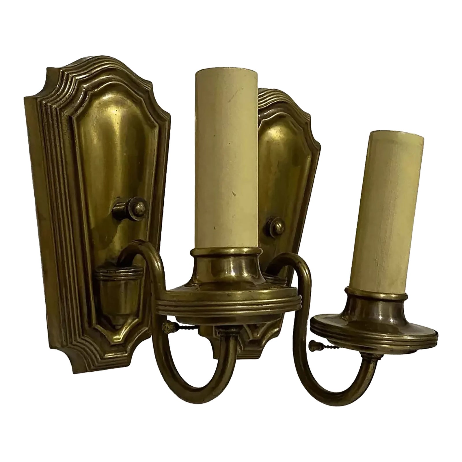 Mid-Century Colonial Revival Brass Wall Sconces a Pair | Chairish