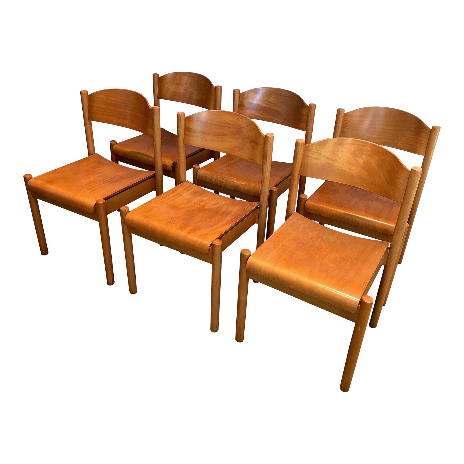 Stackable Pine Chairs, German Work by Karl Klipper, Circa 1970 - Set of ...