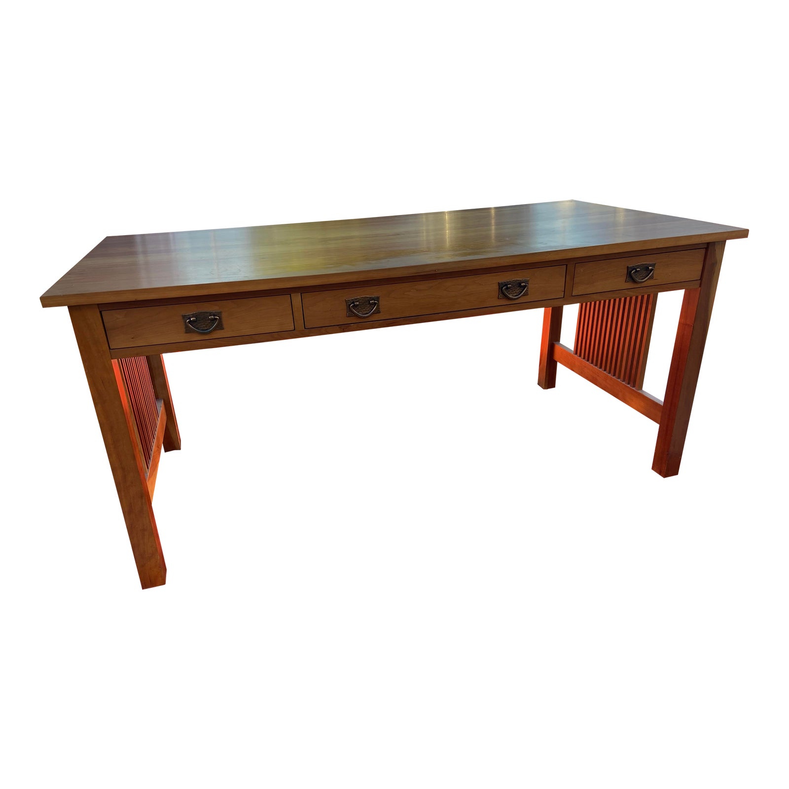 1990s Stickley Mission Oak Arts and Crafts Library Desk Table | Chairish
