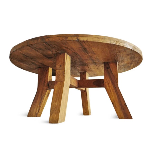 Salvaged Round Boat Wood Coffee Table | Chairish