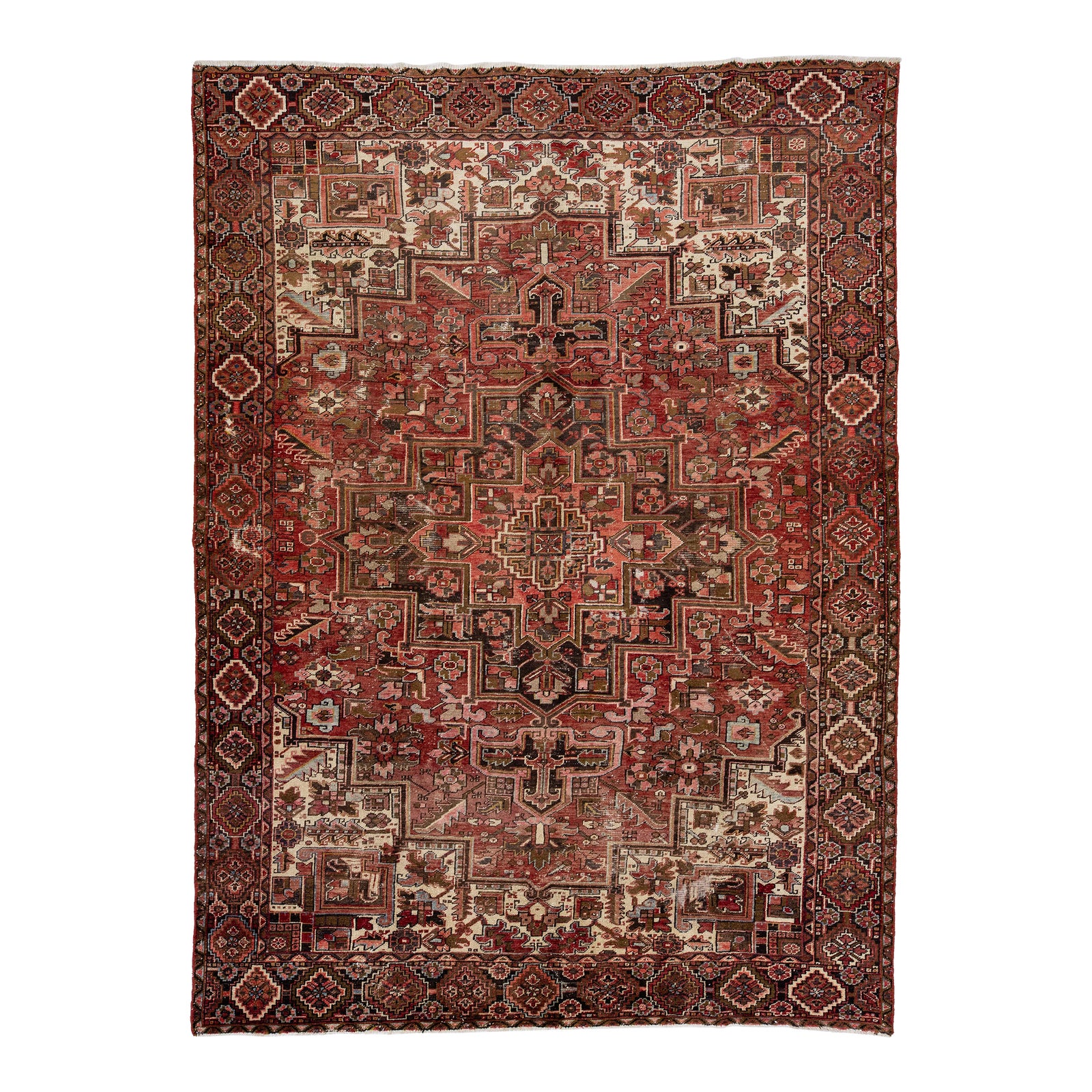 Vintage Persian Handmade Wool Rug With Allover Design in Rust | Chairish