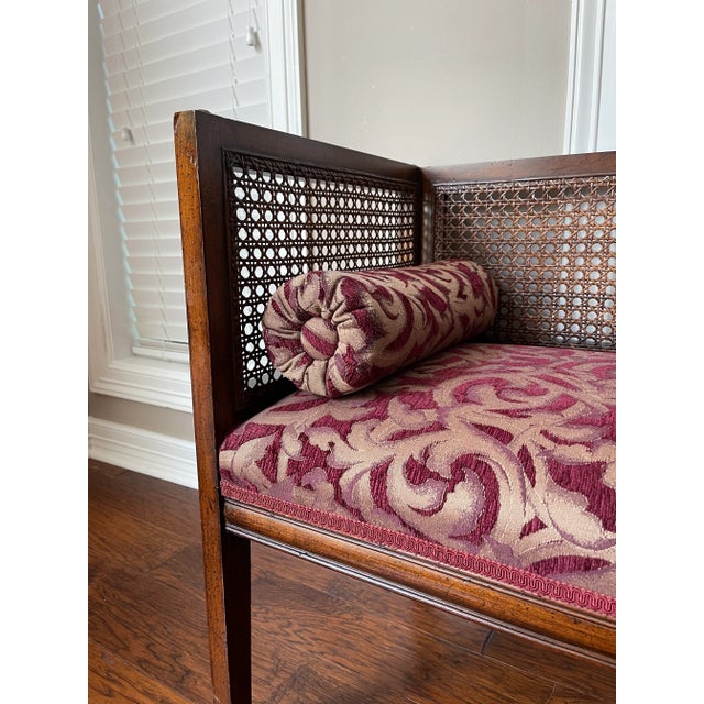 1950s Vintage Mid-Century Modern Cane Back Bench | Chairish