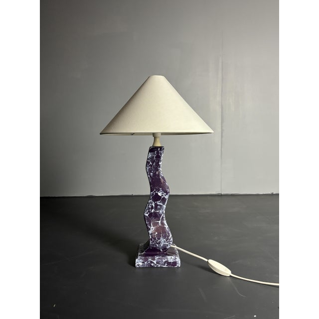 Postmodern French Zig Zag Faux Marble Table Lamp, 1980s | Chairish