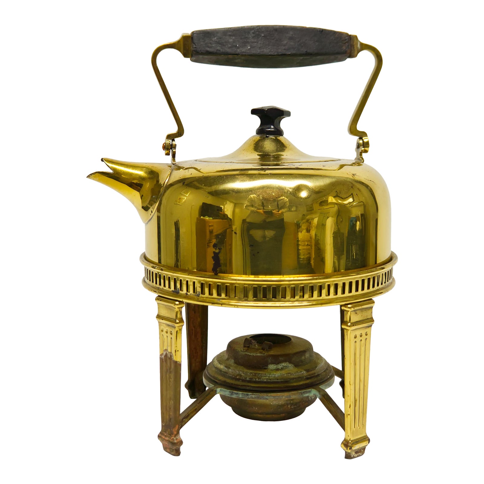Sternau & Co New York Brass Spirit Kettle With Burner | Chairish