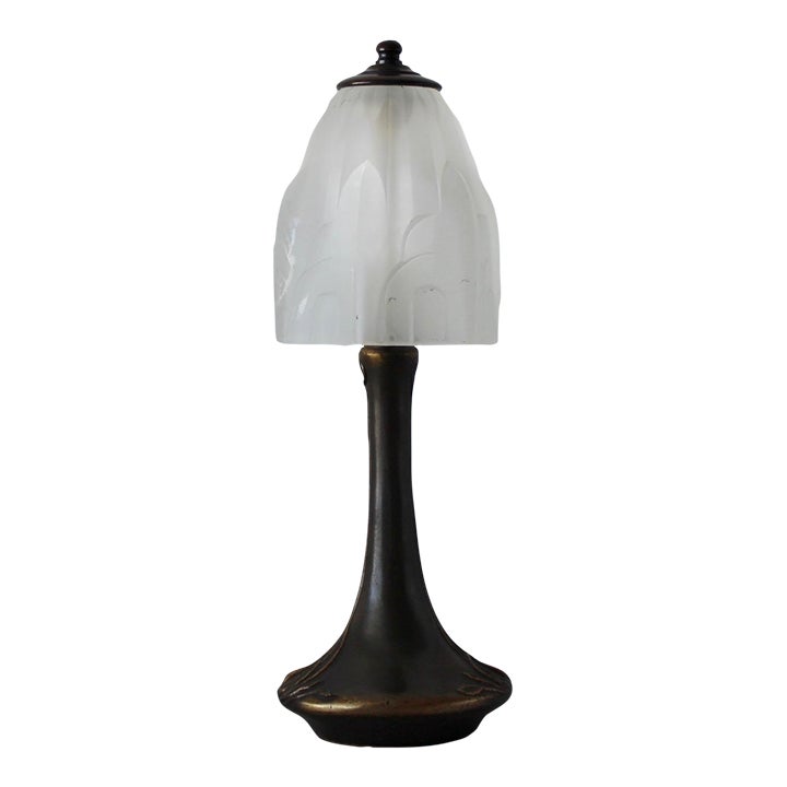 Sarsaparilla Art Deco Glass Shade Table Lamp Arched Skyline Design ...