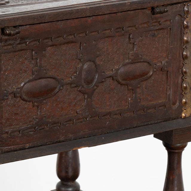 Small Baroque Carved Chest on Stand Side Table, Dated 1688 | Chairish