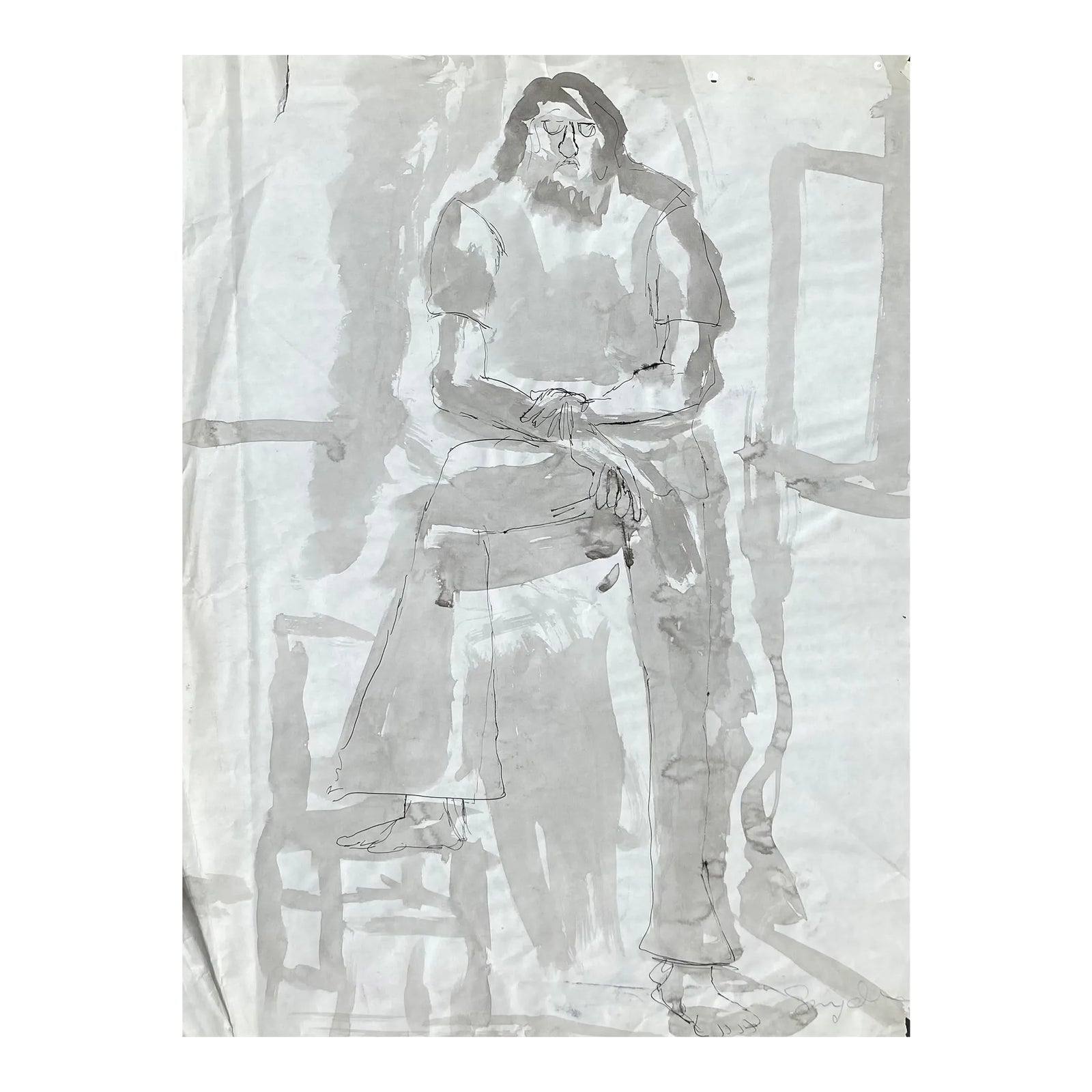 Richard Snyder Self Portrait in Painting Studio | Chairish