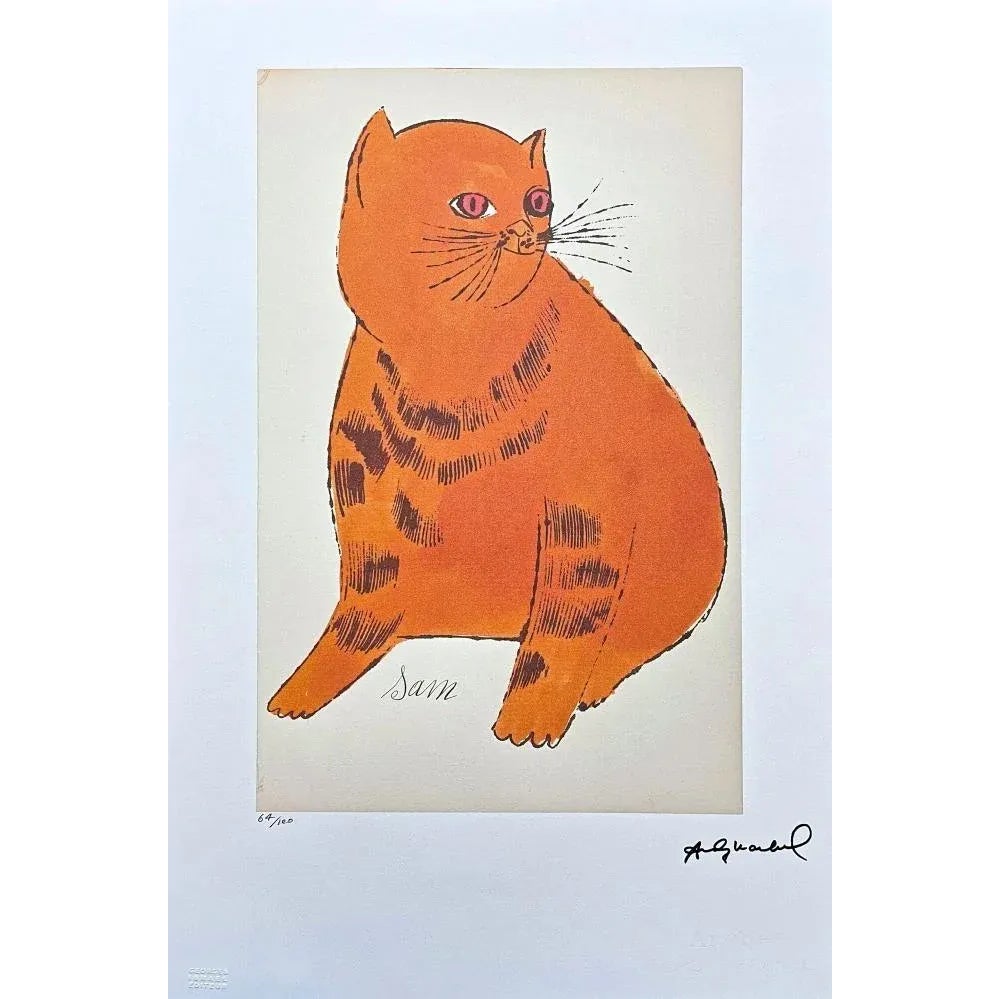 After Andy Warhol, Cat Sam Orange Sitting, 1980s, Lithograph | Chairish