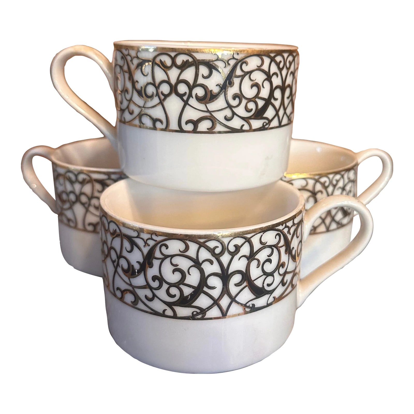 1990s American Atelier Florentine Scrolls Black, Gold #5006 Tea/Coffee ...