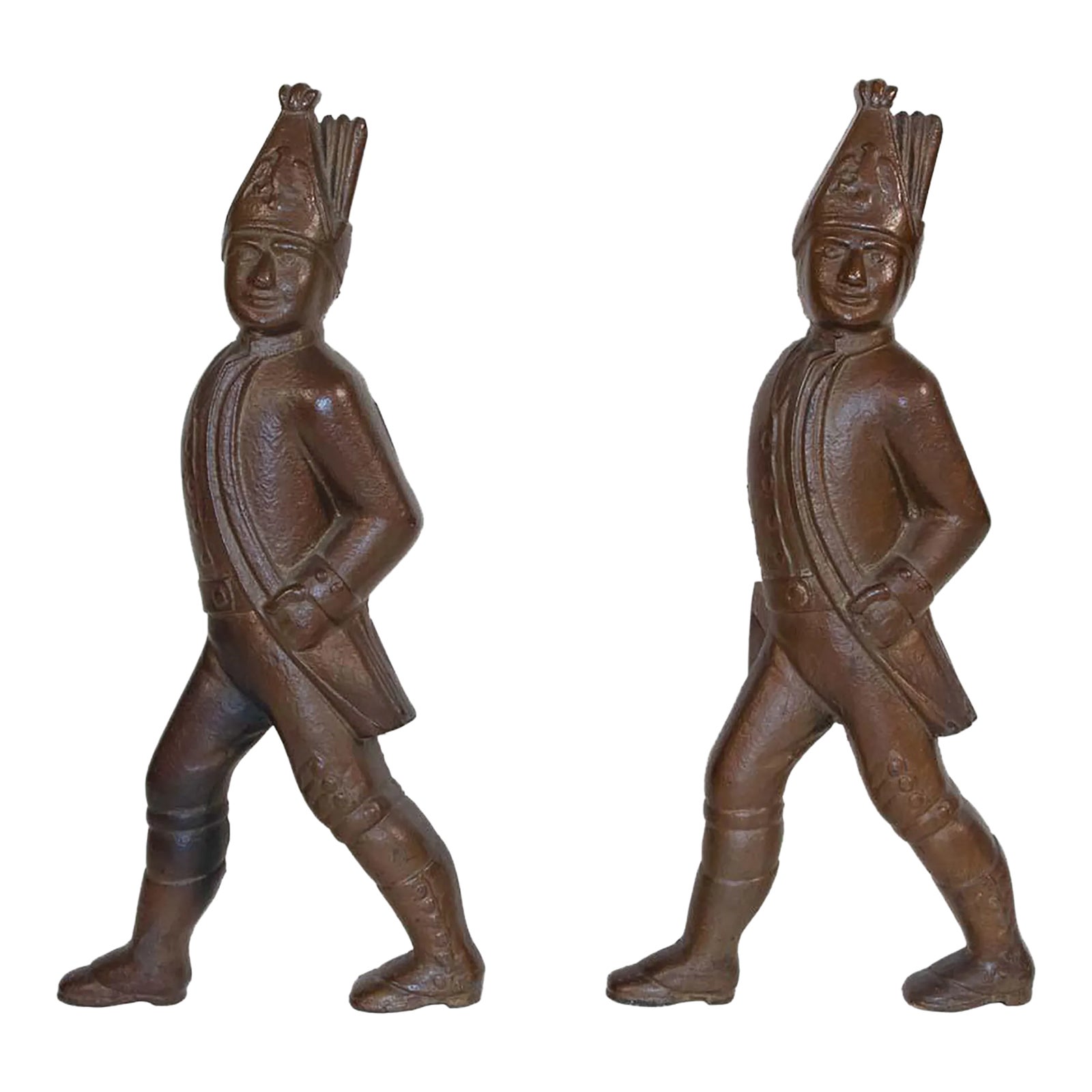 19th Century Hessian Soldiers Antique Andirons- Set of 2 | Chairish