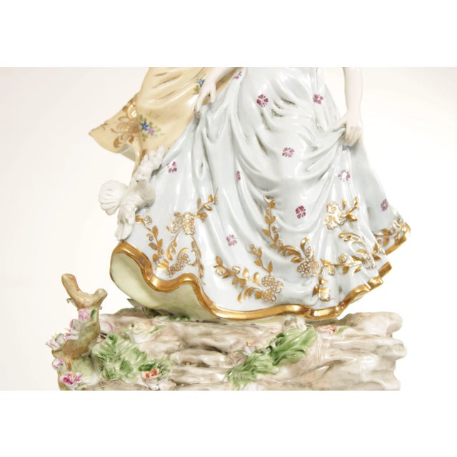 Mid 20th Century Rococo Style Ladies with Dove Porcelain Figurines ...