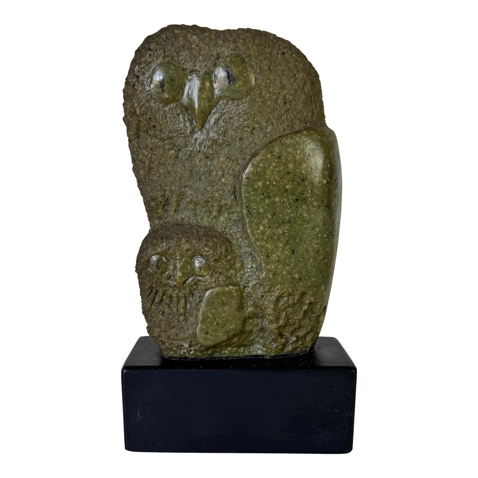 Vintage Frank Eliscu Owl Mother and Chick Sculpture | Chairish