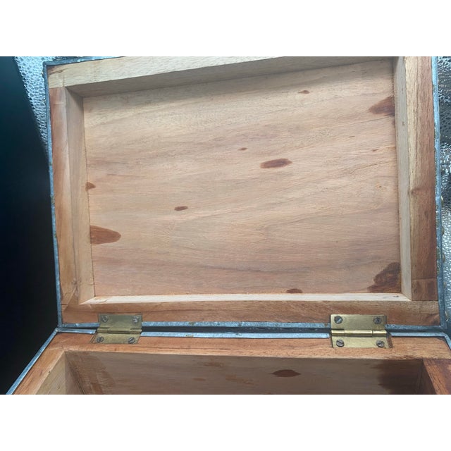 1990s Repousse Steel Metal Folk Art Lined Hinged Box Signed by Artist ...