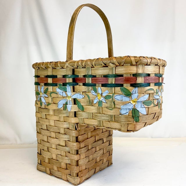 Mid 20th Century Vintage Boho Chic Hand-Painted Wicker Stairway Rescue ...