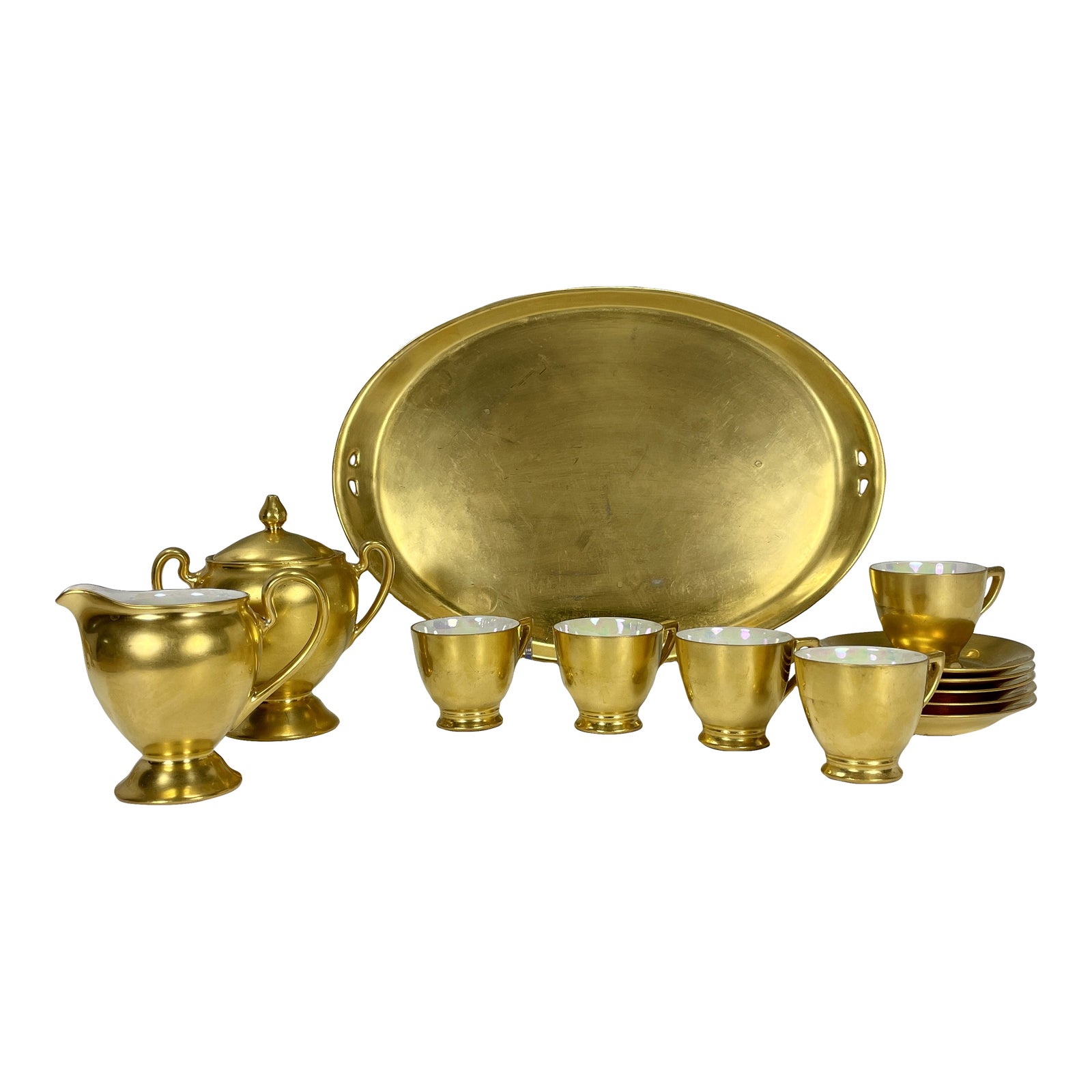 1950s Golden R S Silesia Coffee Set, Signed- 14 Pieces | Chairish