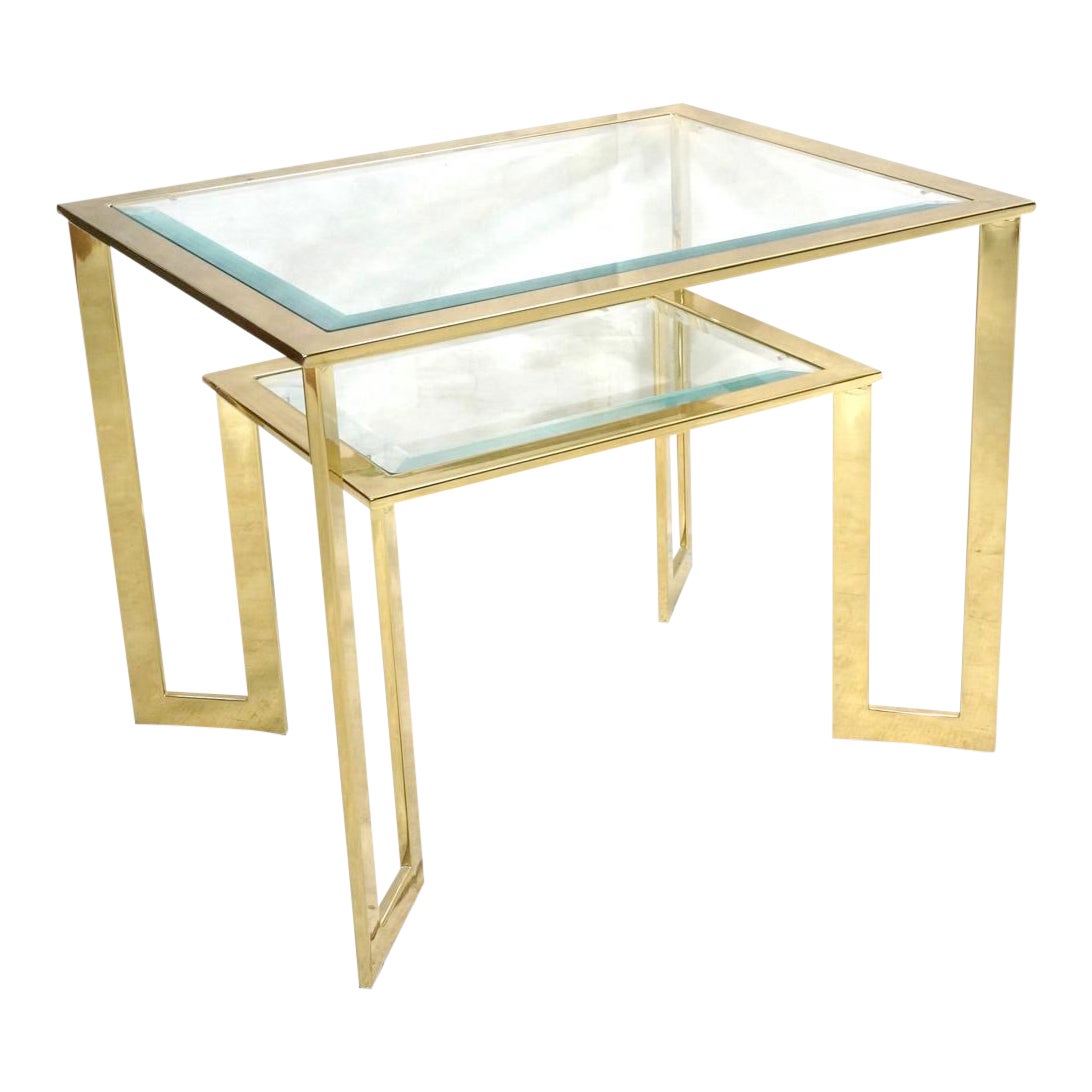 Modernist 2-Tier Glass Side Table | Chairish