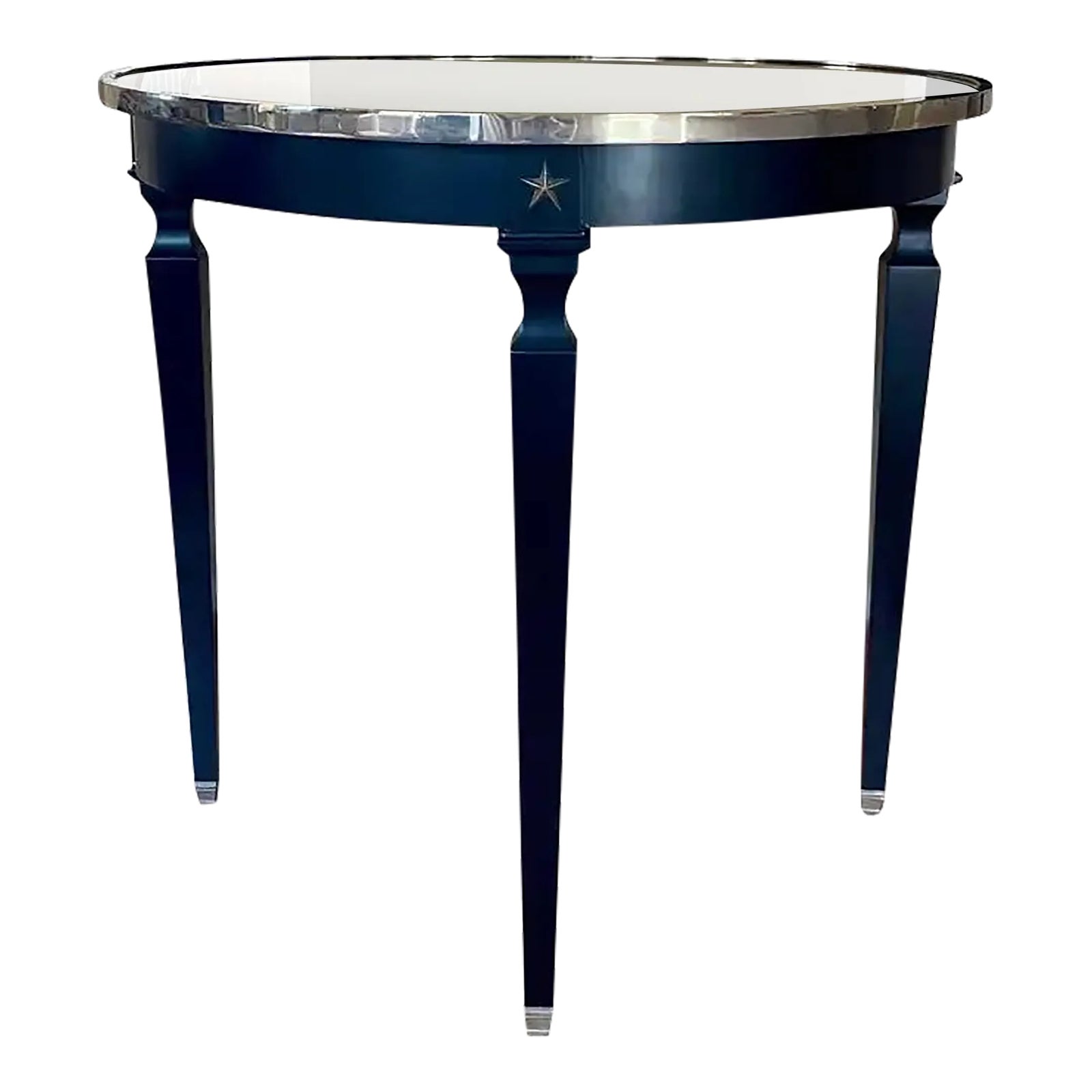 Neoclassical Style Black Mirrored Center Table | Chairish