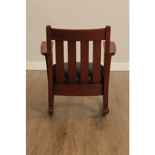 Antique Mission Oak & Leather Rockers Attributed to Harden - A Pair ...