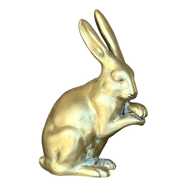 Vintage Boho Solid Brass Bunny | Chairish