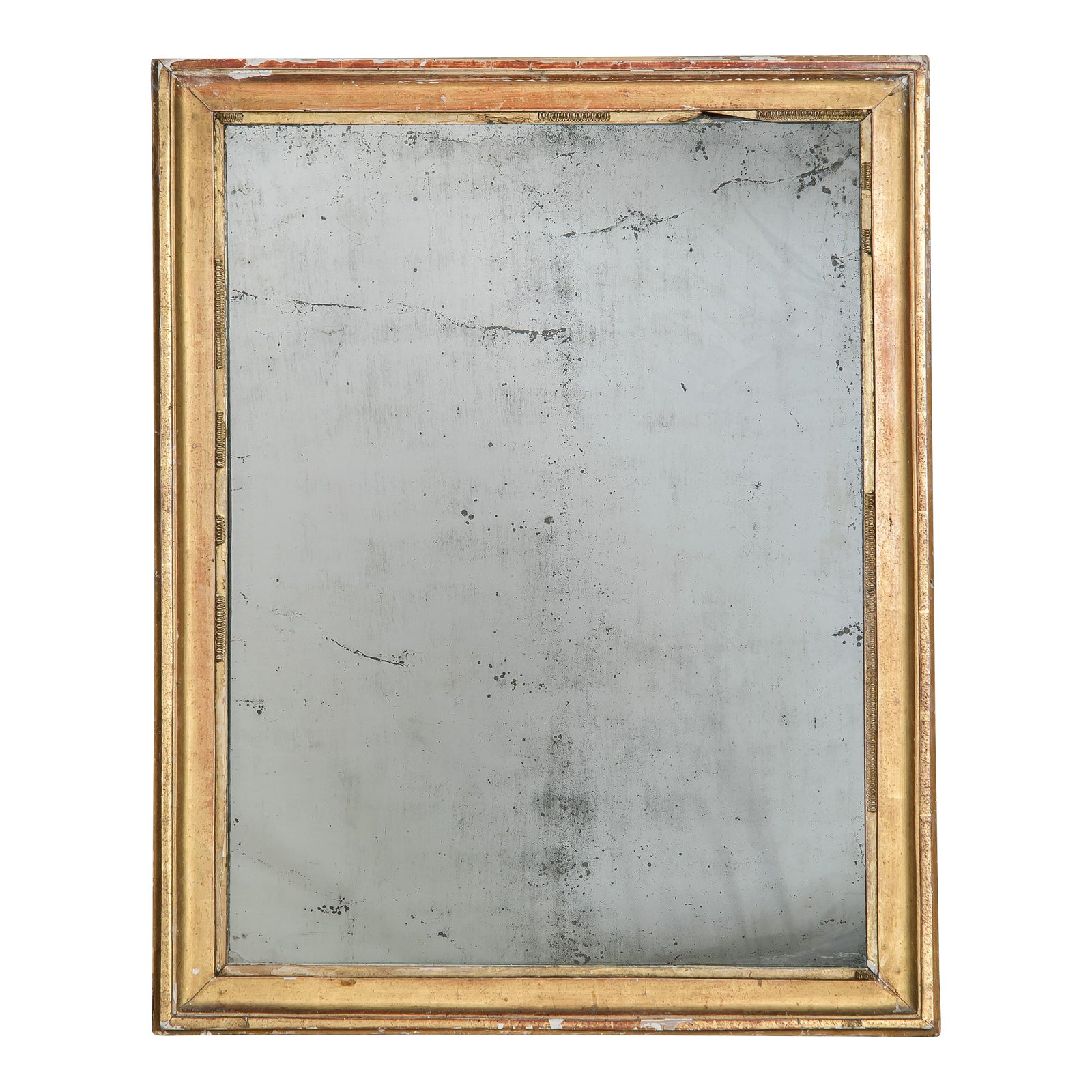 Early 20th Century Antique French Gilt Foxed Mirror | Chairish