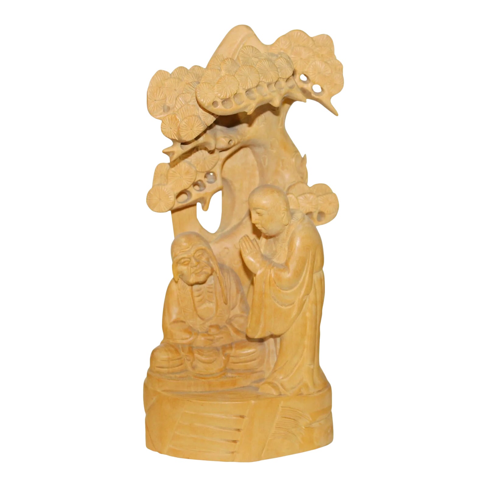 Zen Master Lecture Under Juniper Tree Box Wood Carving Figure N591S ...