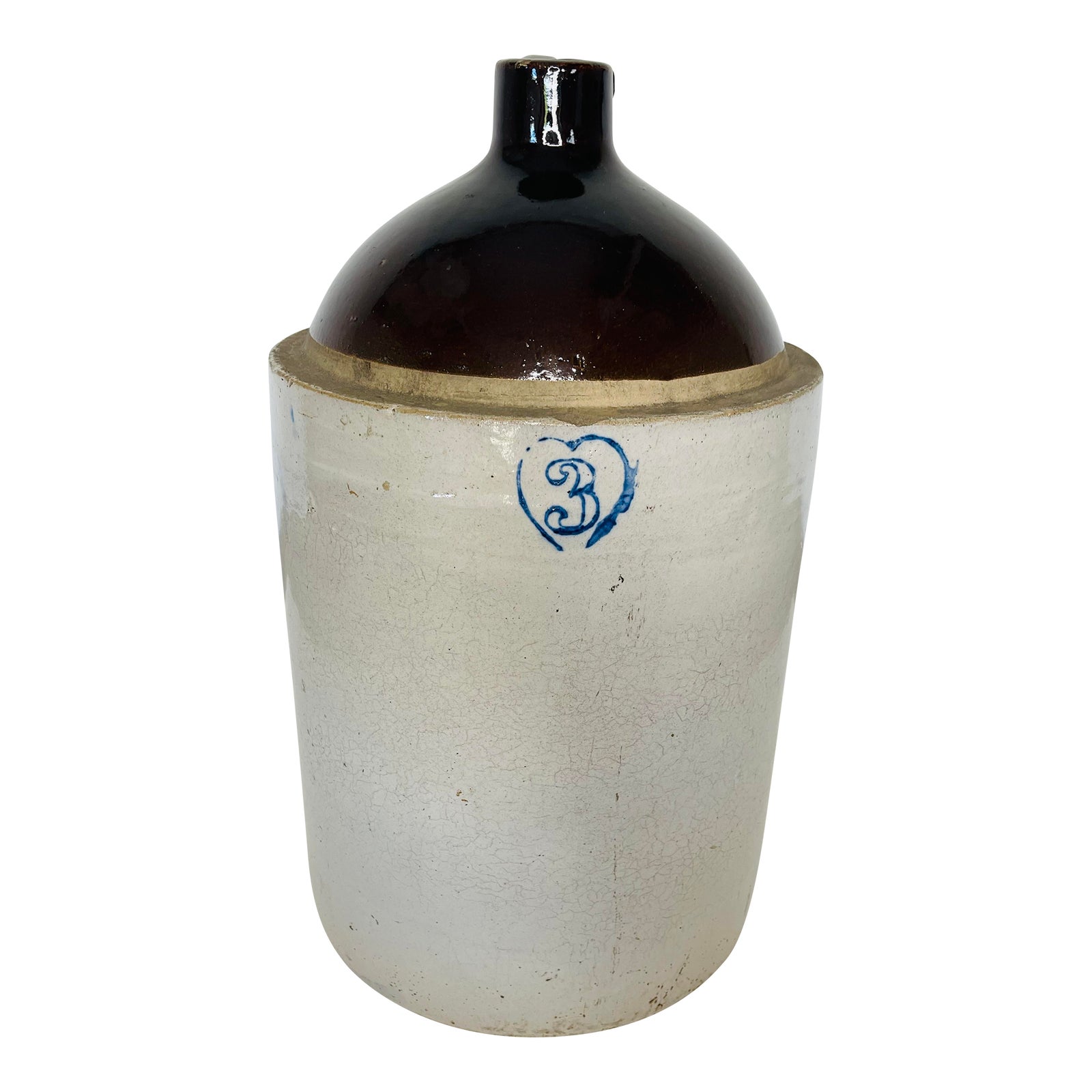 Antique 3 Gallon Stoneware Handled Tall Jug | Chairish